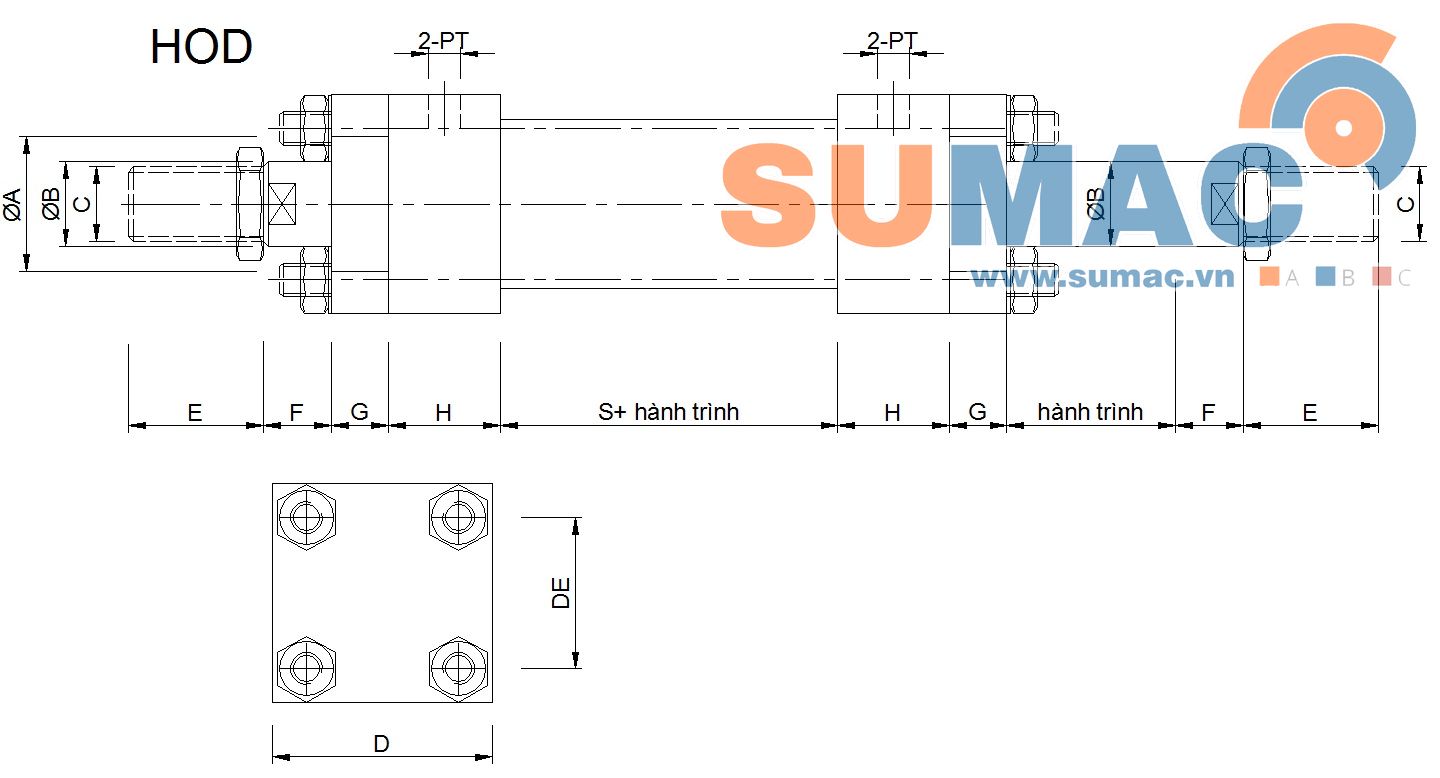 xi lanh thủy lực 2 đầu